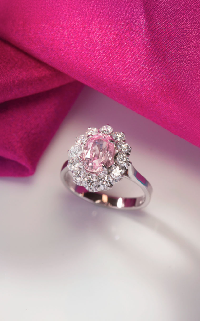 La Rosée d’Aurore: 2.1ct Rare Padparadscha Sapphire Halo Ring from ...